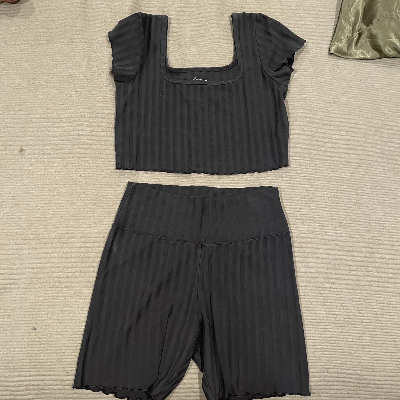 aerie black matching set both xl - Depop