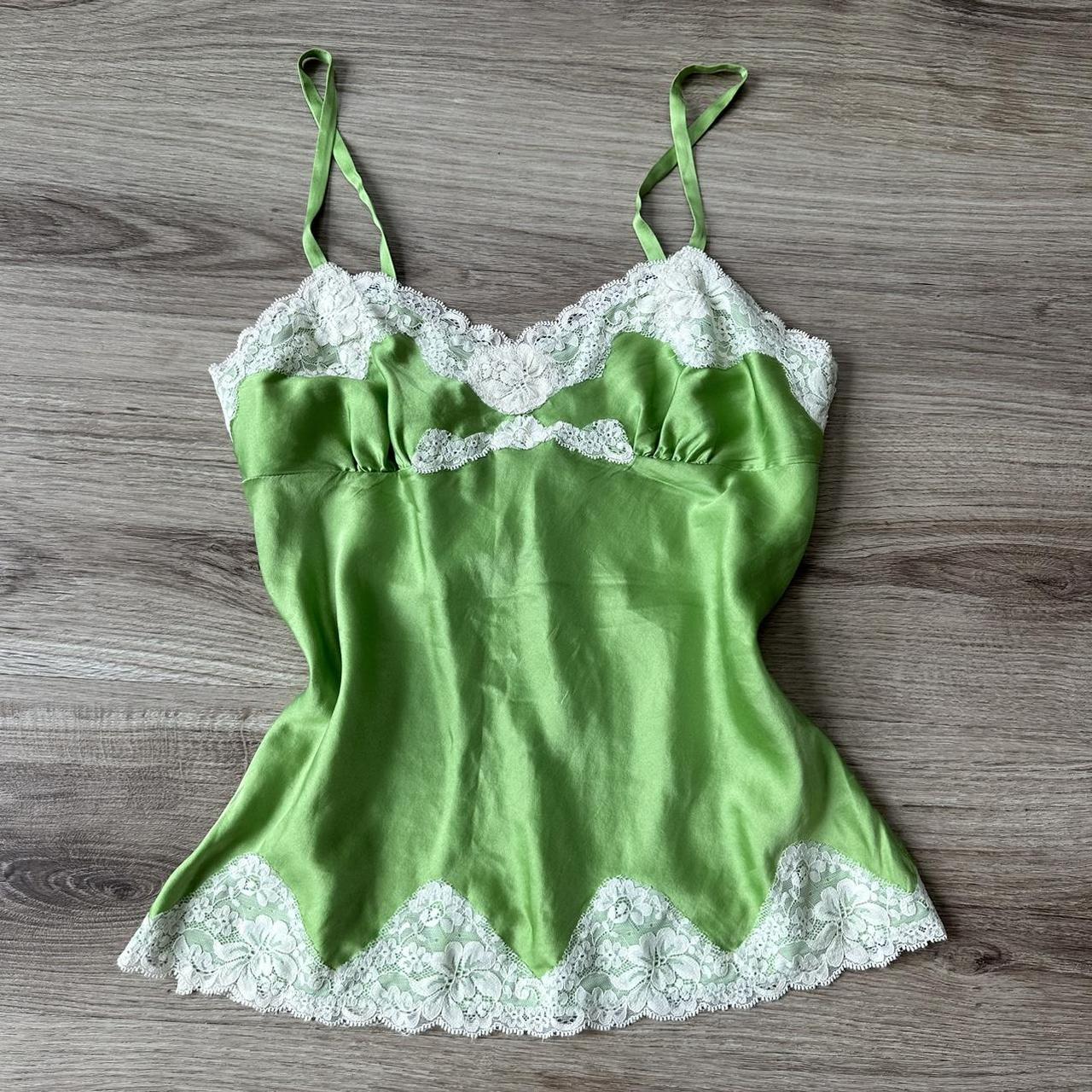 Vintage express lace trim silk cami🌱 Size xs... - Depop