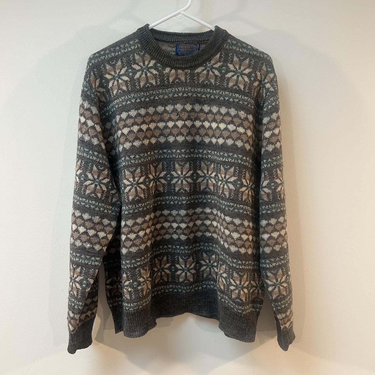 Vintage 1960s Wool Pendleton Knit Sweater Aztec... - Depop