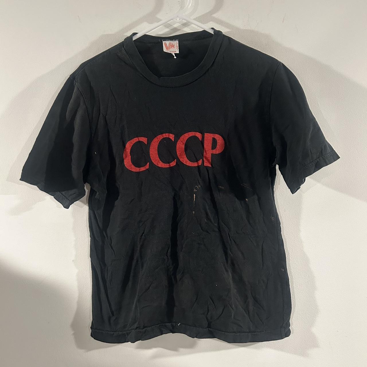 Vintage 1970s Bleach Stained Russian CCCP Tee Shirt... - Depop