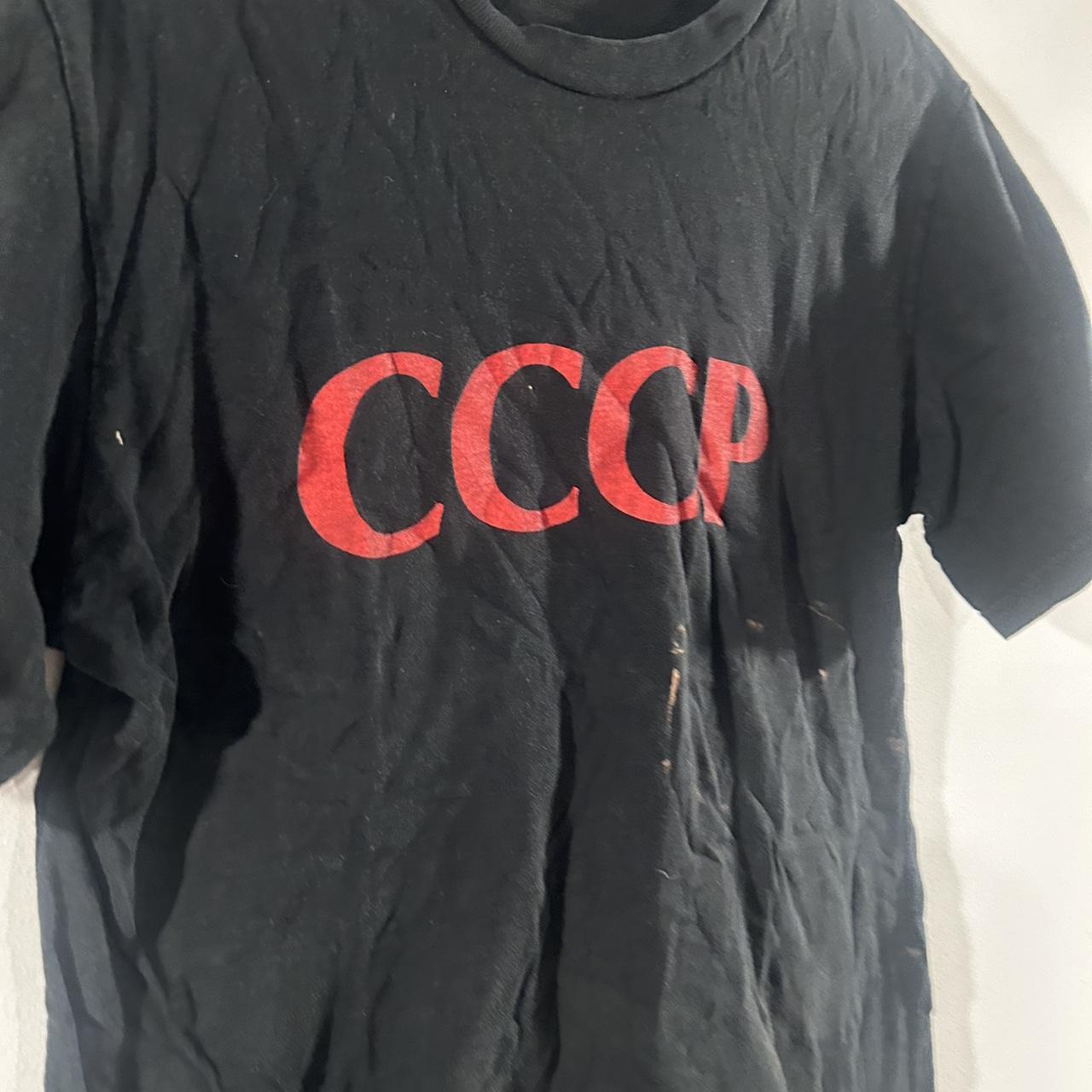 Vintage 1970s Bleach Stained Russian CCCP Tee Shirt... - Depop