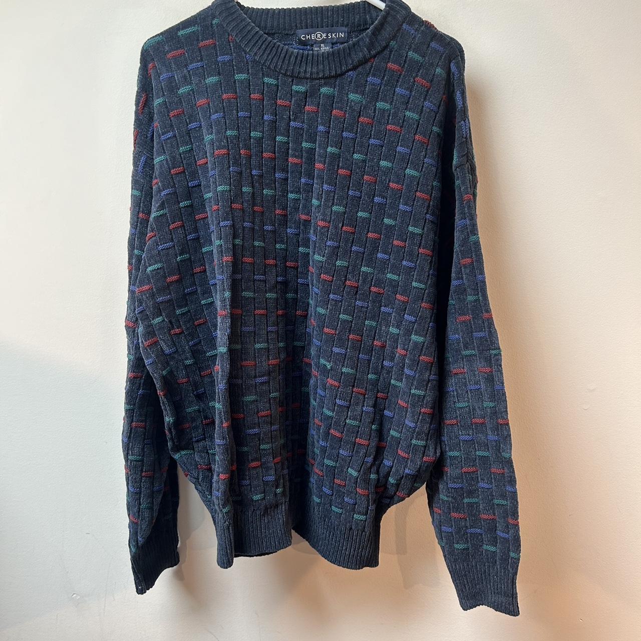 Vintage 90s Chereskin Patterned Knit Sweater Size XL... - Depop