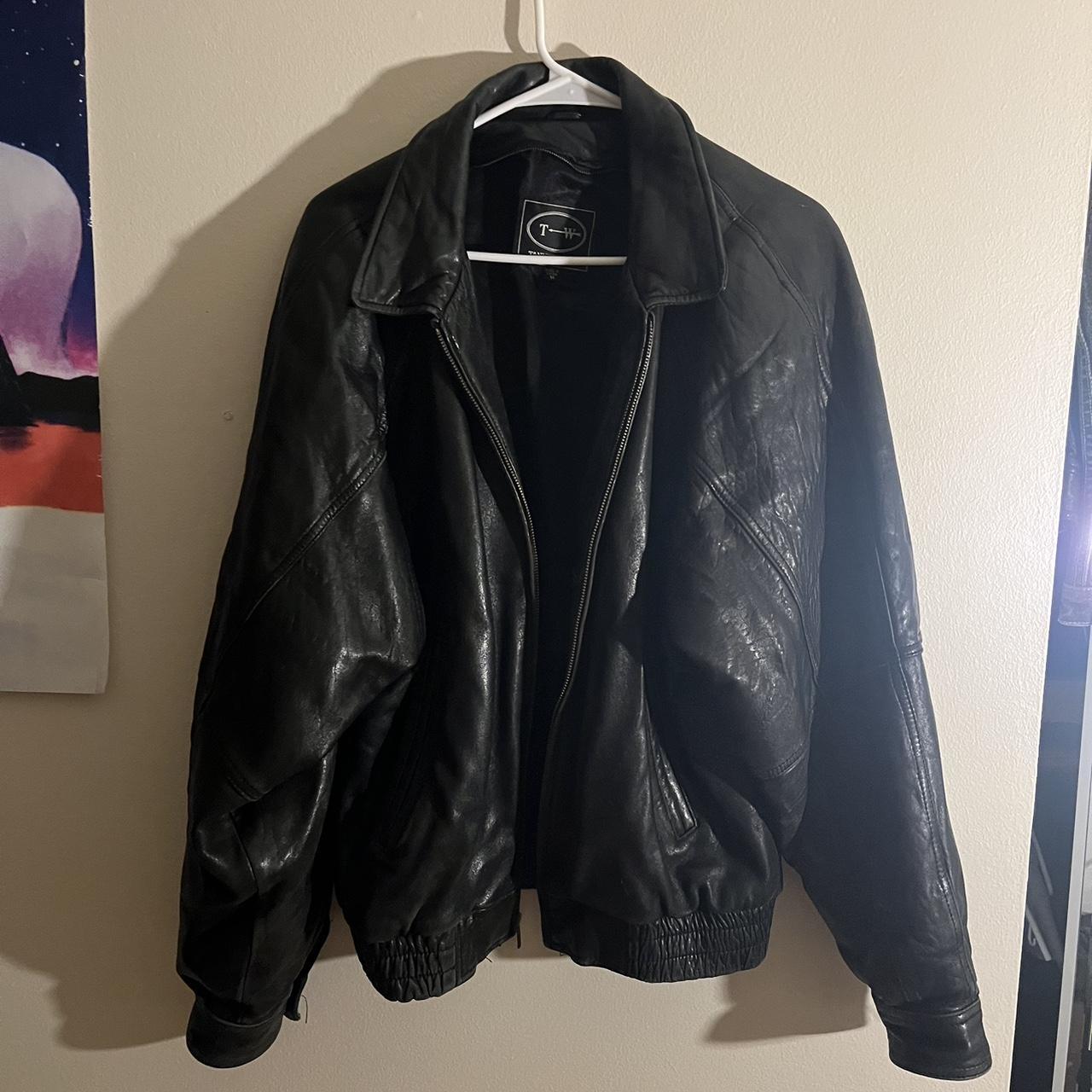 Tannery west black leather bomber jacket Medium Msg... - Depop