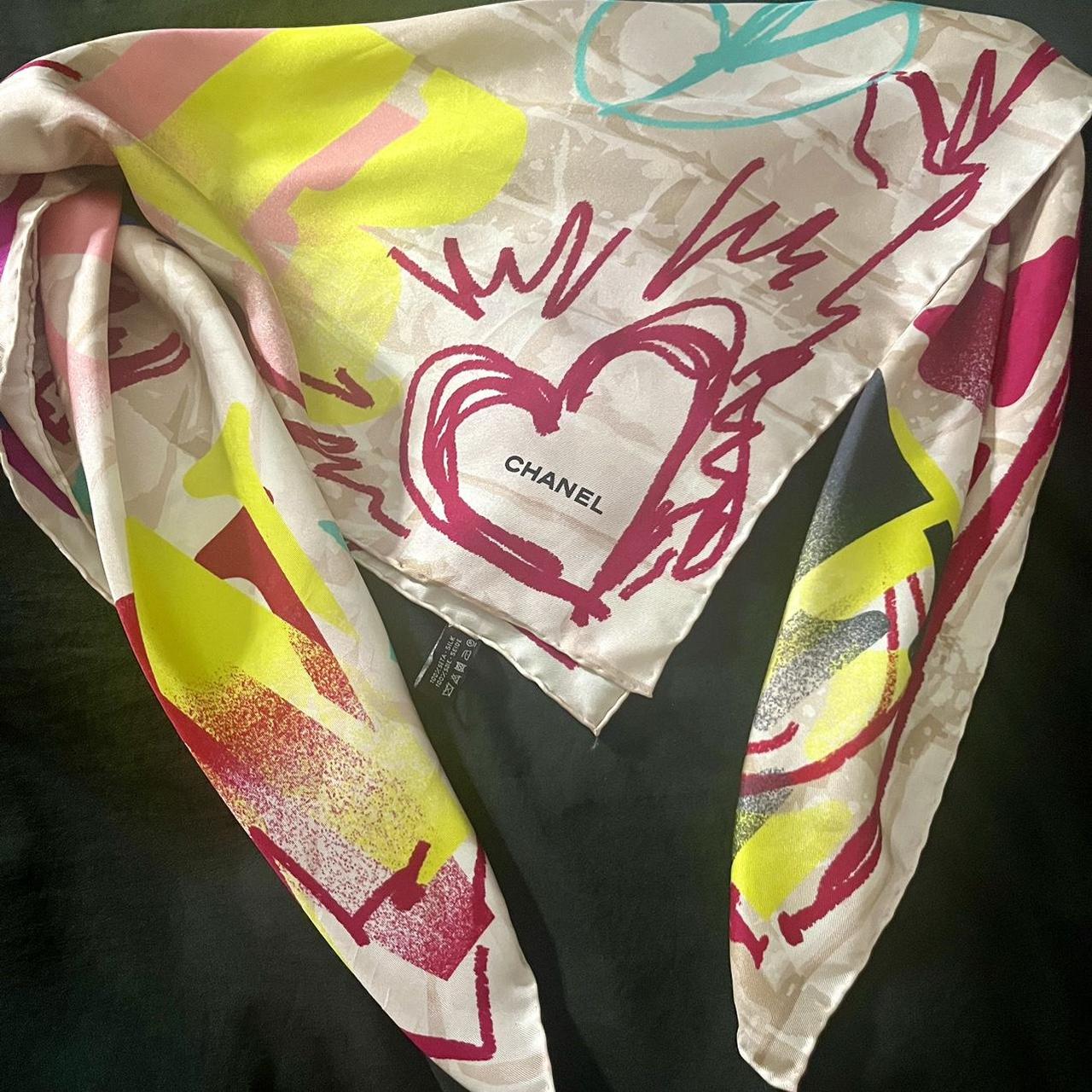 2015 Make Fashion Not War Silk Scarf Punk Graffiti... - Depop