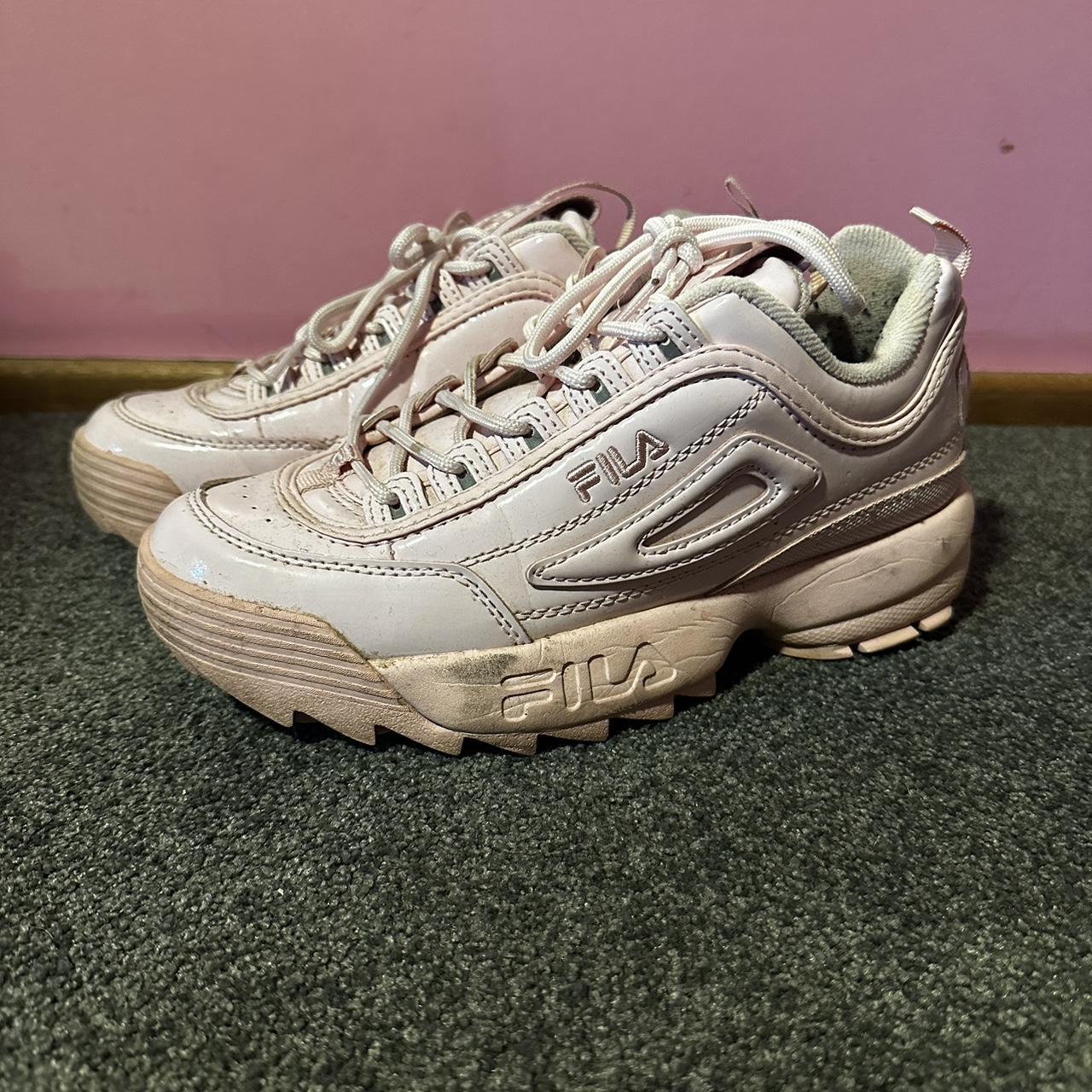 Light pink Fila Disruptor trainers Look worn inside... - Depop