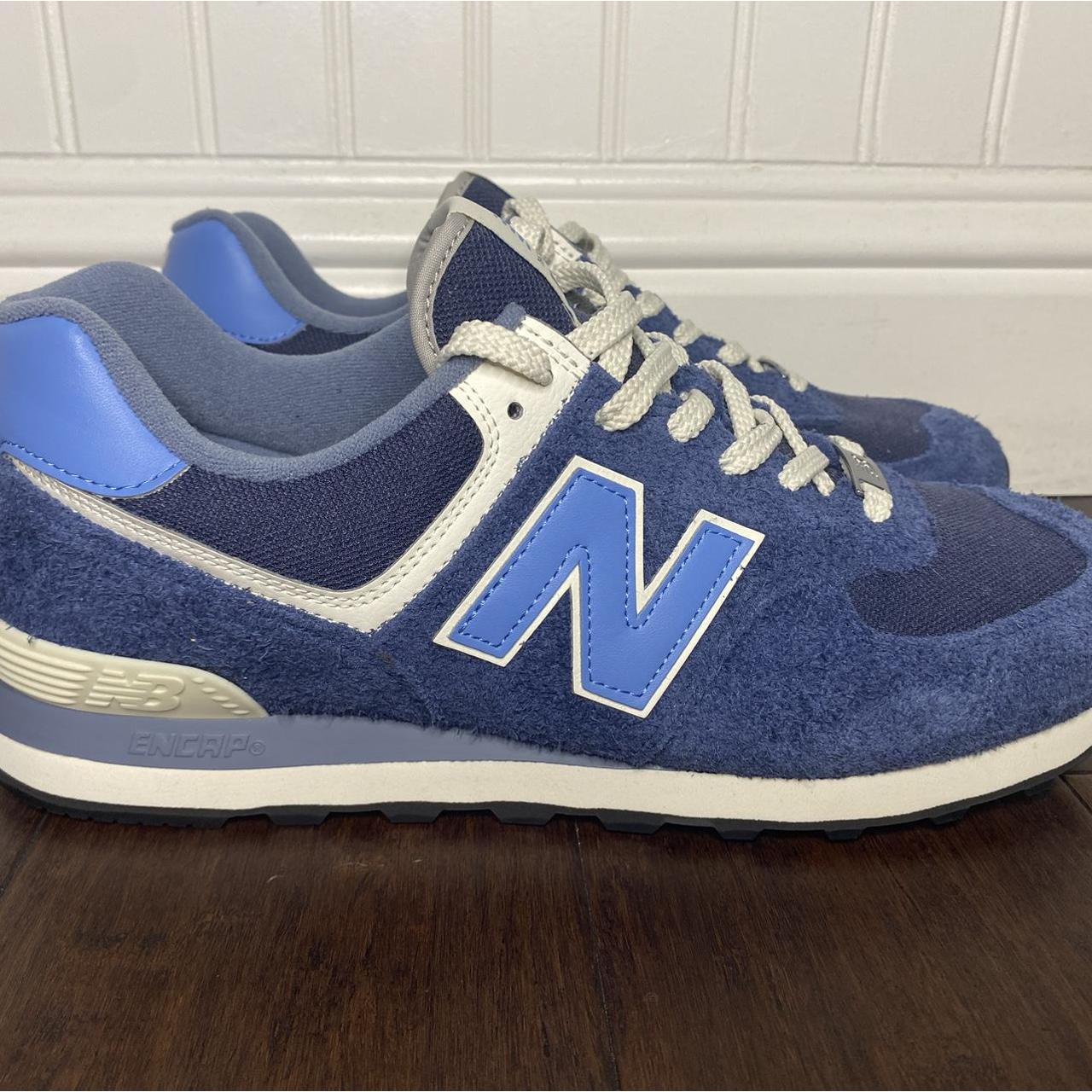 New Balance 574 Classic Sneaker Navy Light Blue... - Depop