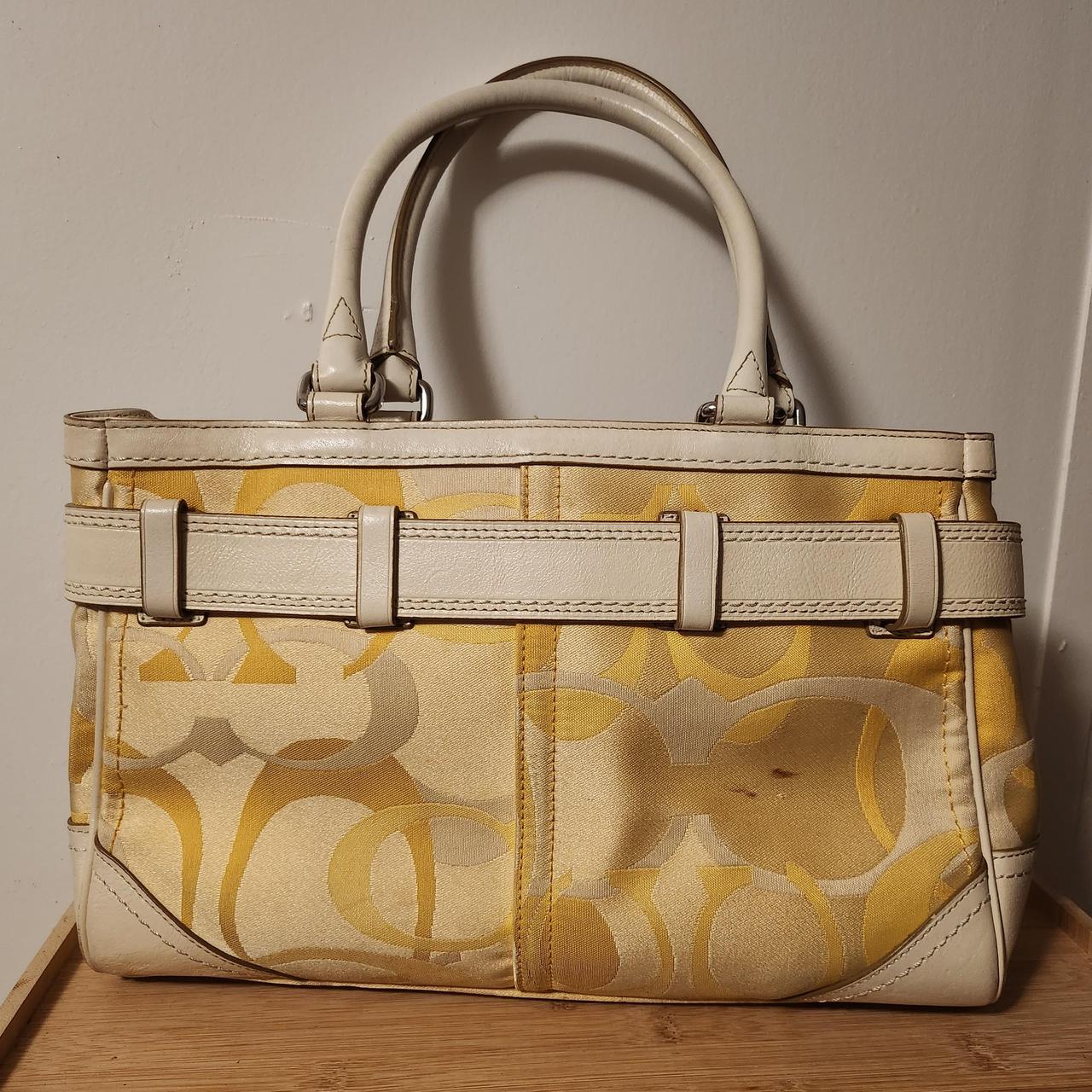 Super cute yellow coach shoulder bag. small marks on... - Depop