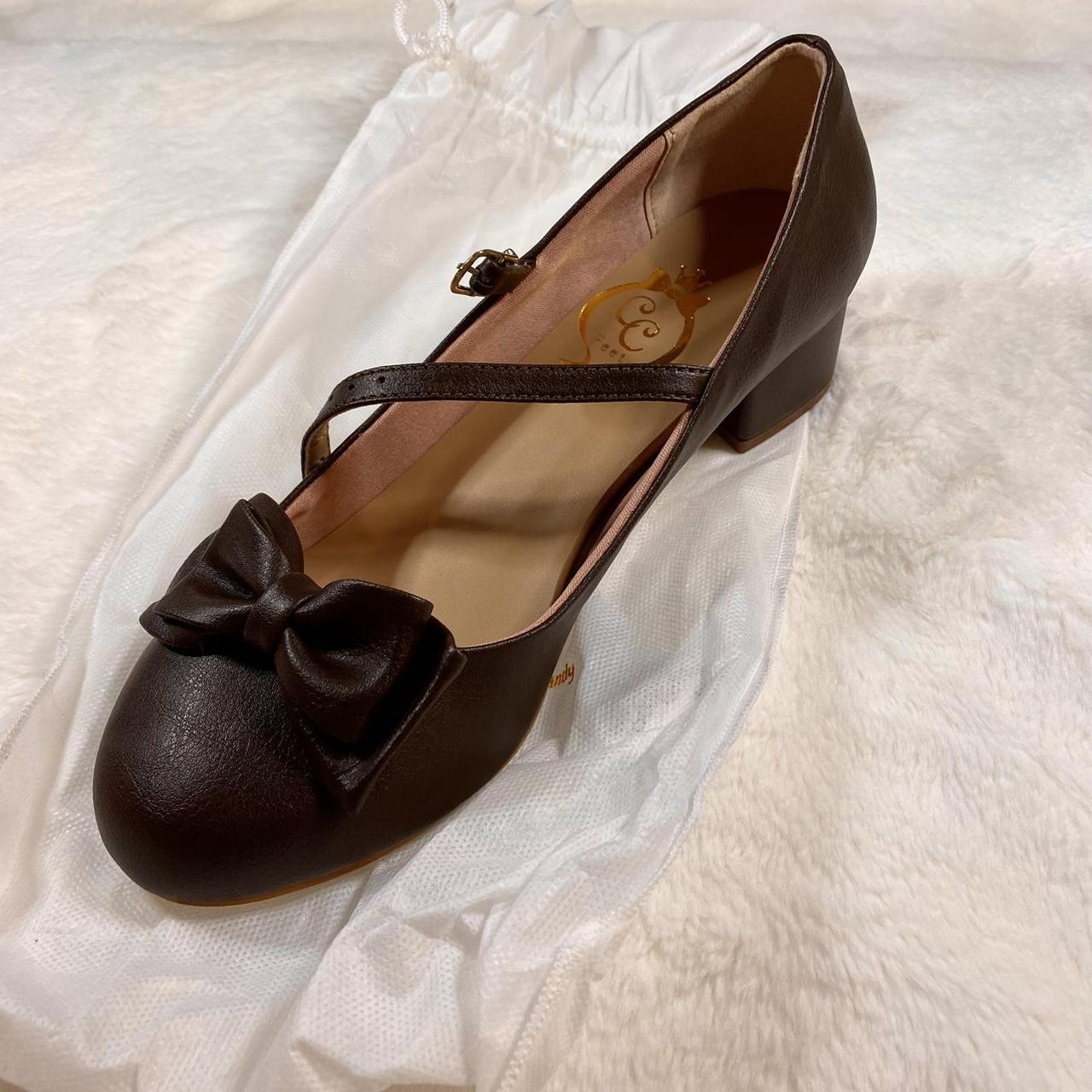 cotton candy feet charm ribbon heel in brown ☆... - Depop