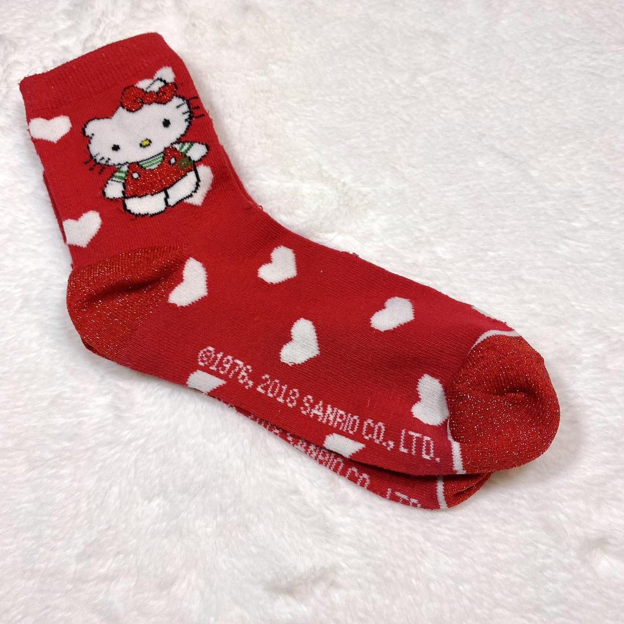 Red Hello Kitty Socks With White Hearts I Think Depop