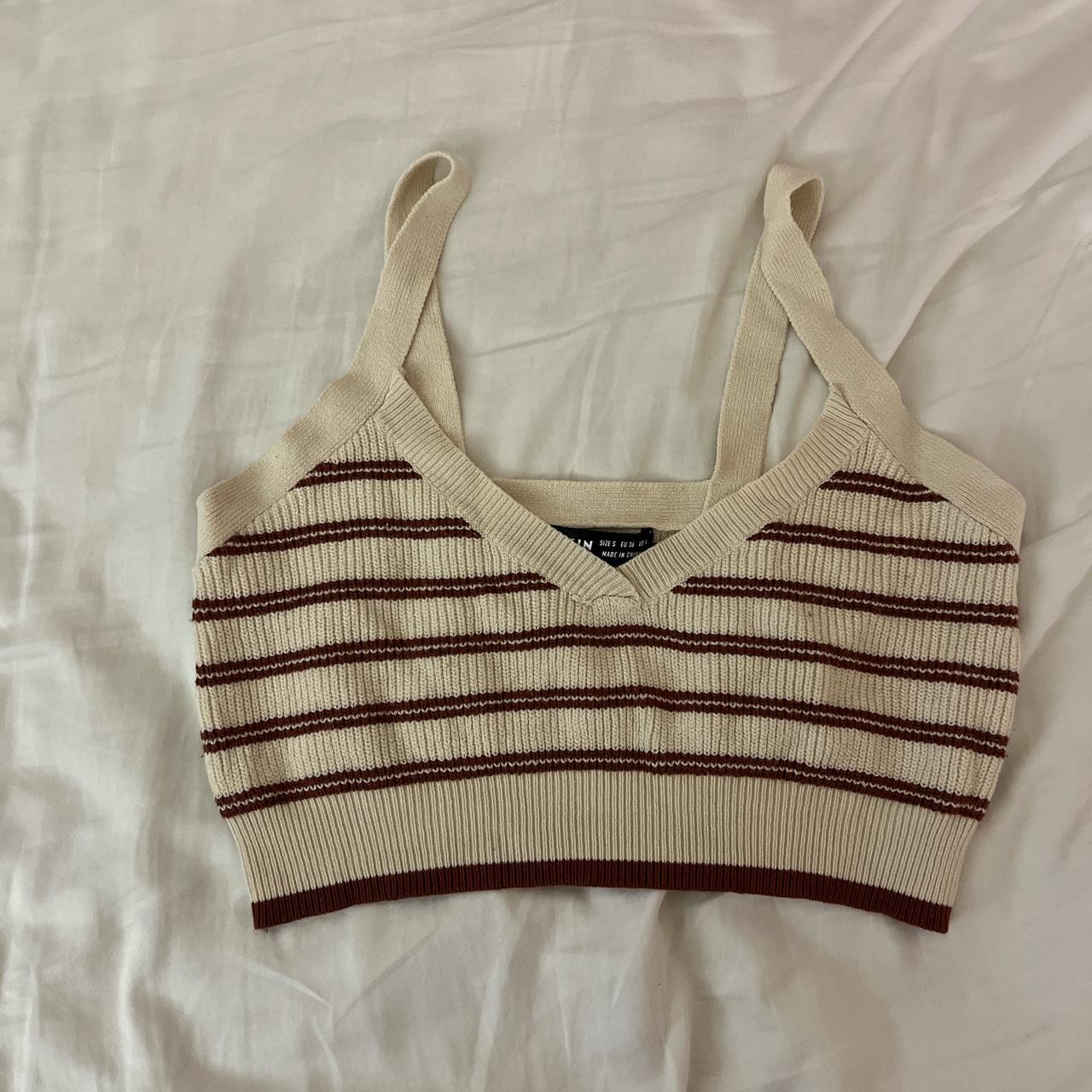 shein striped crop top! only worn a few times. - Depop