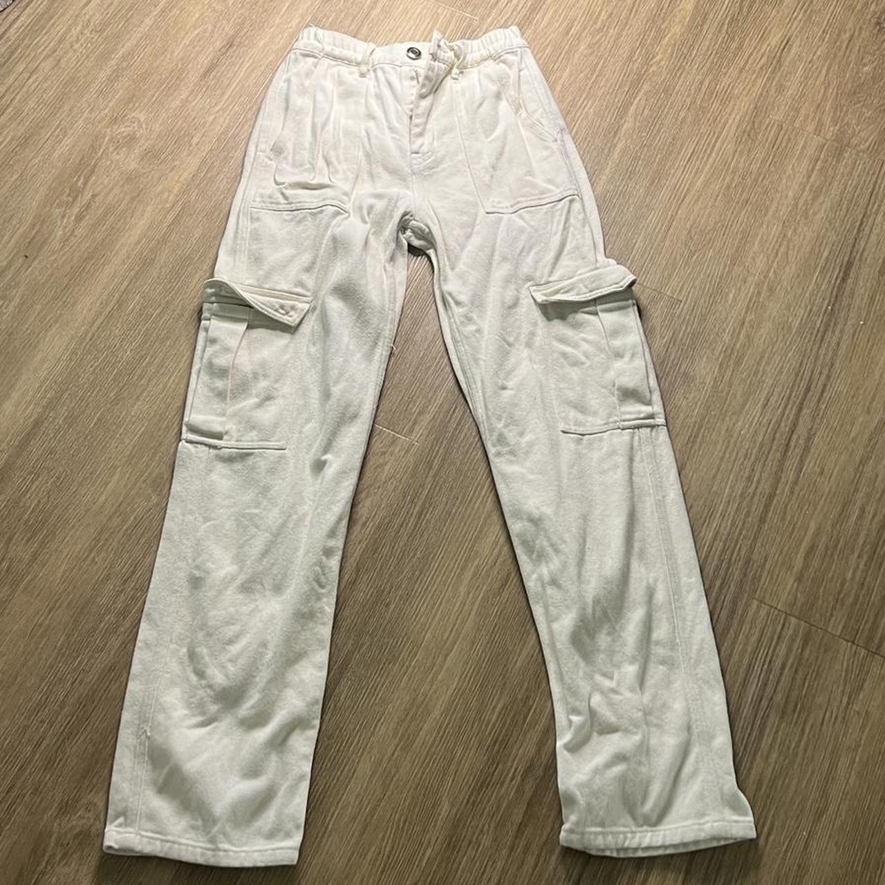 White Fox cream cargo pants Size XS - Depop