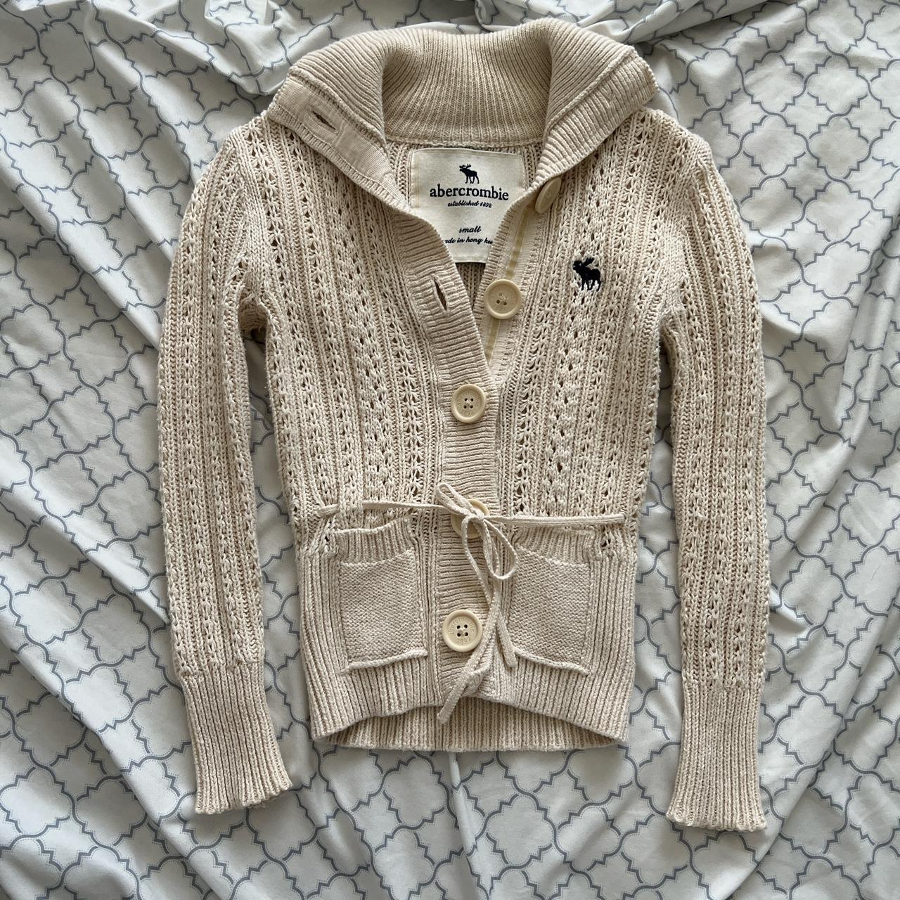 Abercrombie and Fitch Cropped Y2K Cardigan 3/4... - Depop