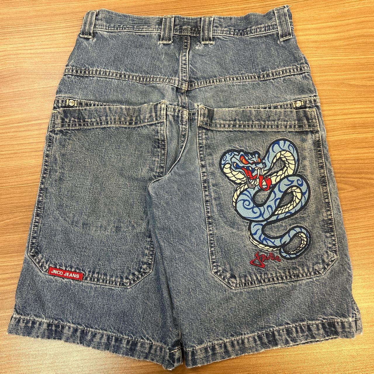 vintage Y2K baggy wide leg jnco snake jorts.... - Depop