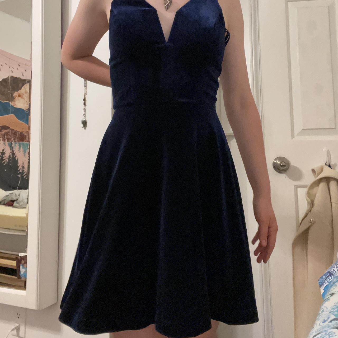 Macy's Women's Navy Dress | Depop