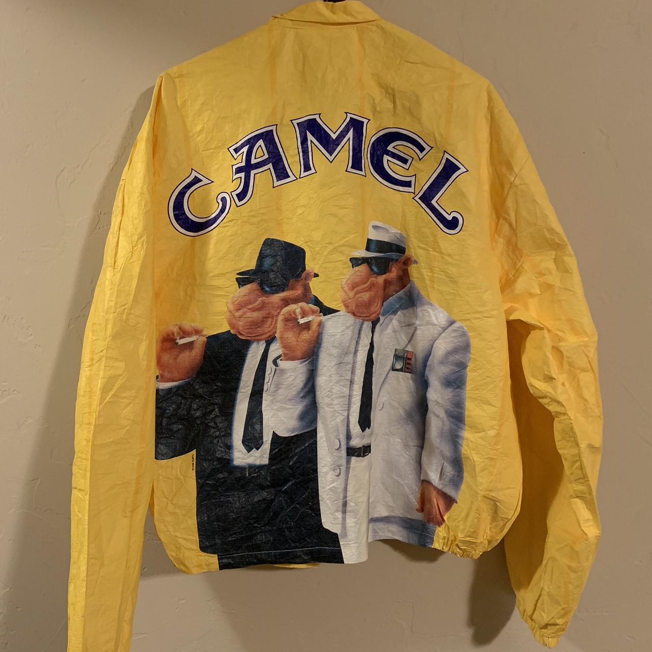 Vintage camel novelty rain jacket. Extremely thin... - Depop