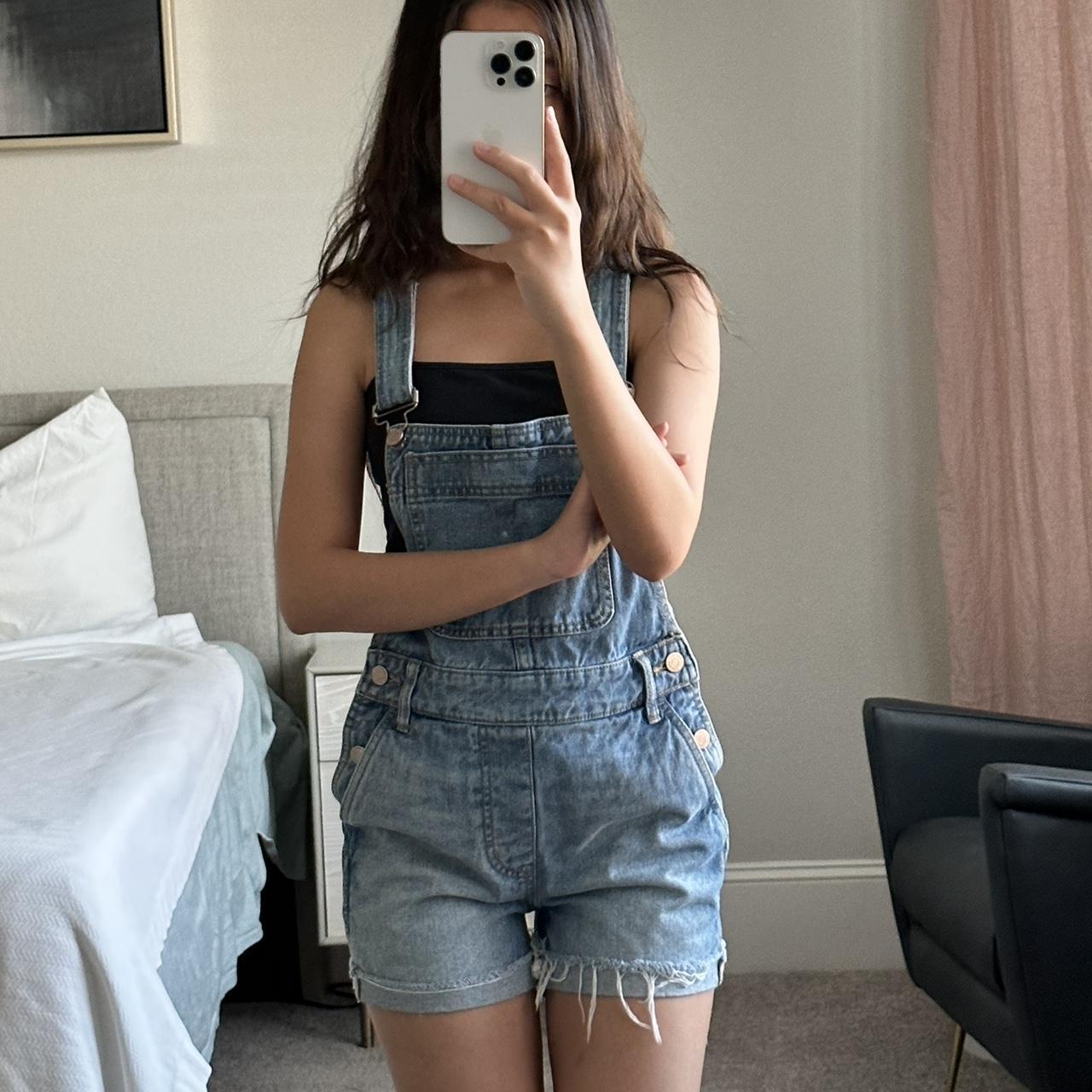 these overalls are super cute with a super cropped... - Depop