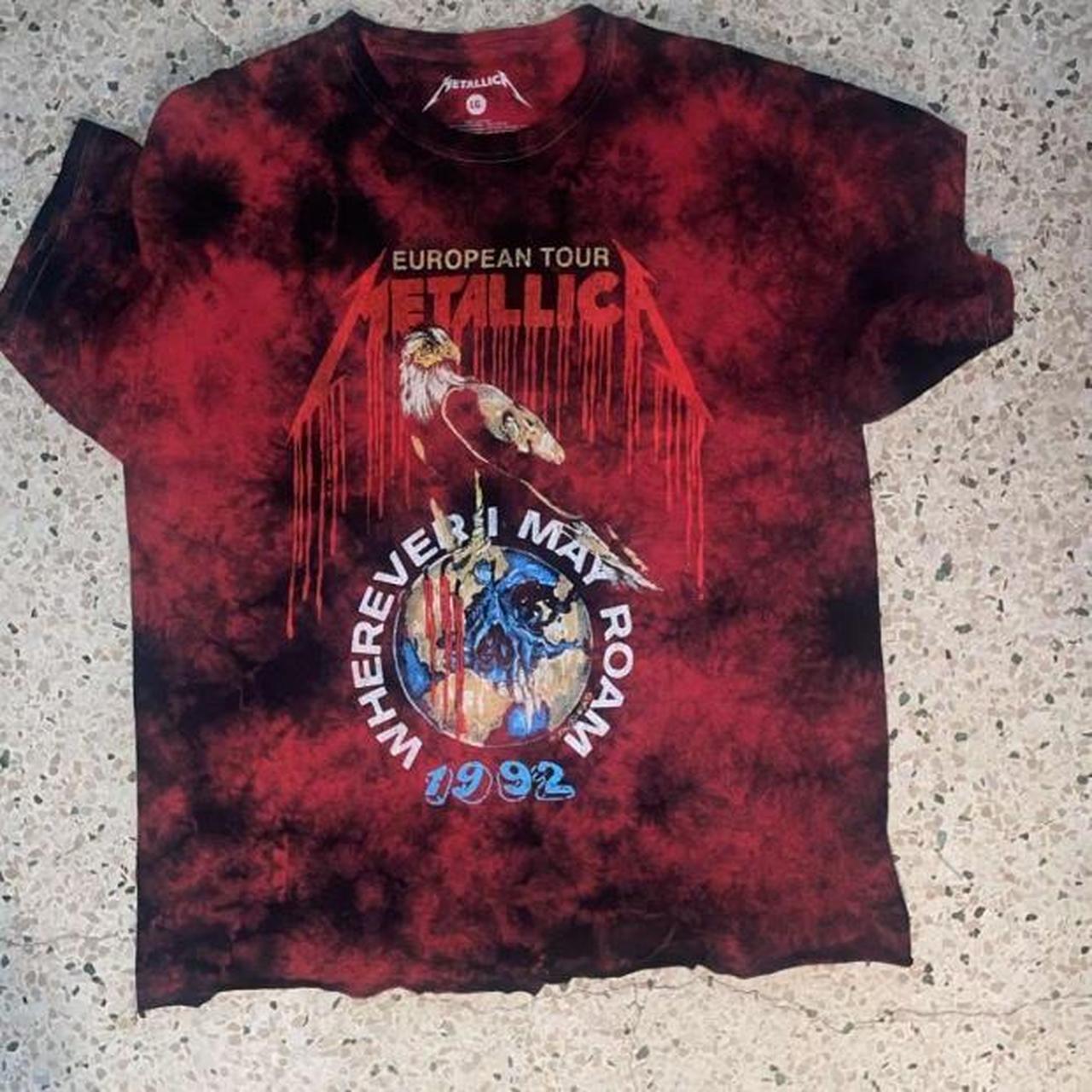 red tie dye Metallica t shirt size large men’s - Depop