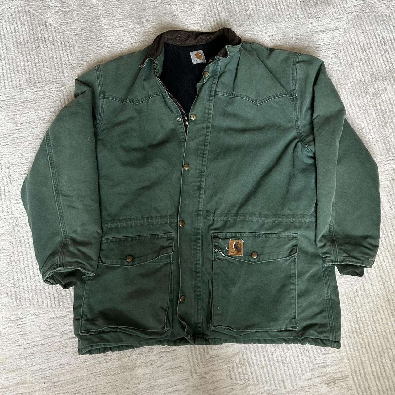 Vintage Green Carhartt jacket with a relaxed fit... | Depop