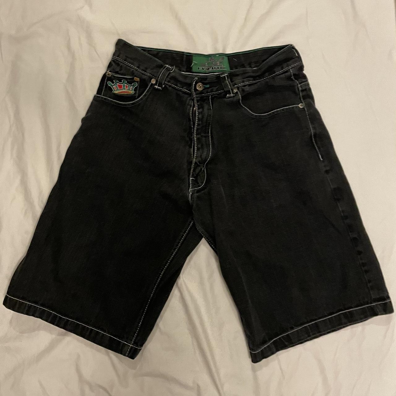 evolution jean shorts jorts size 32 good condition... - Depop