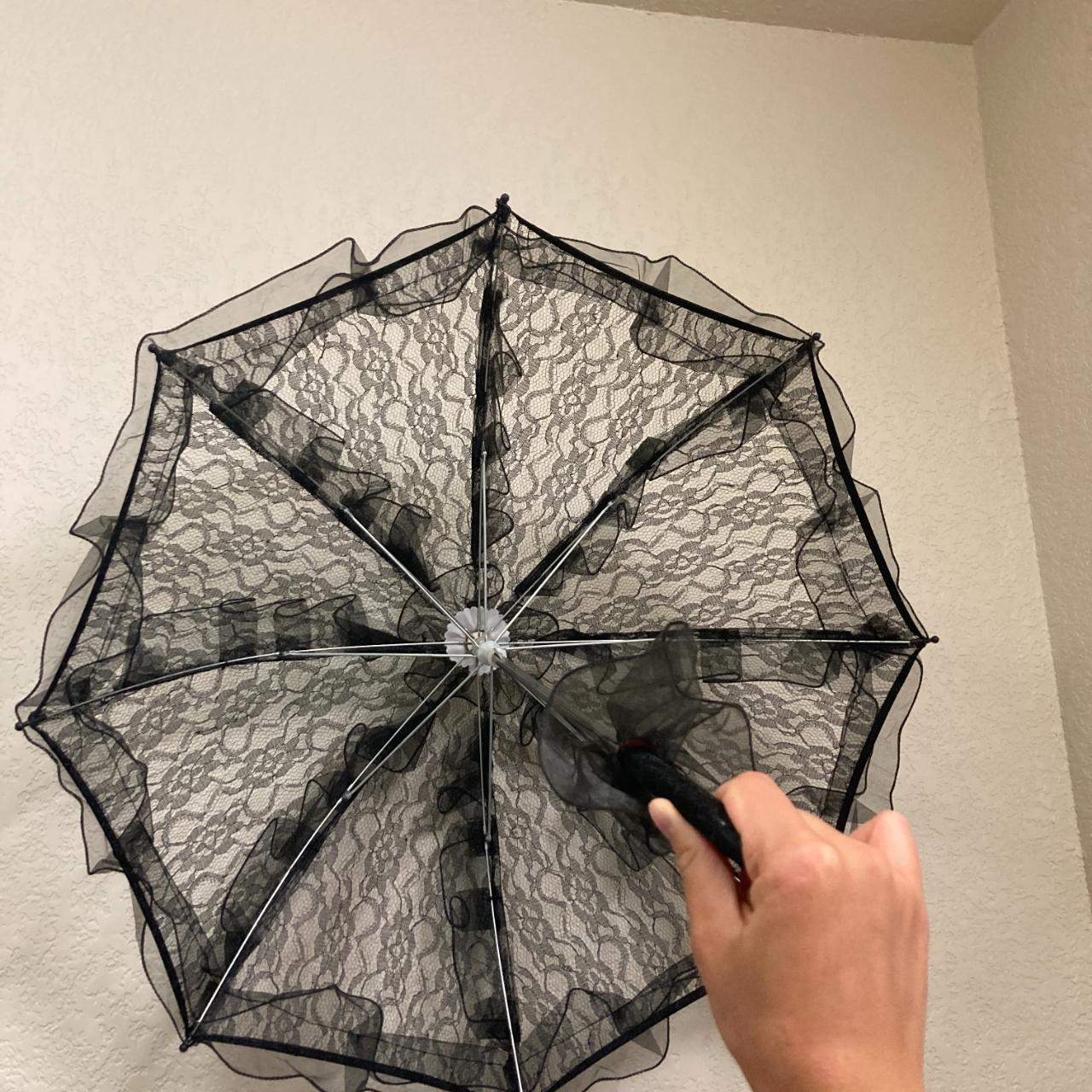 black lacy gothic parasol super cute for gothic... - Depop