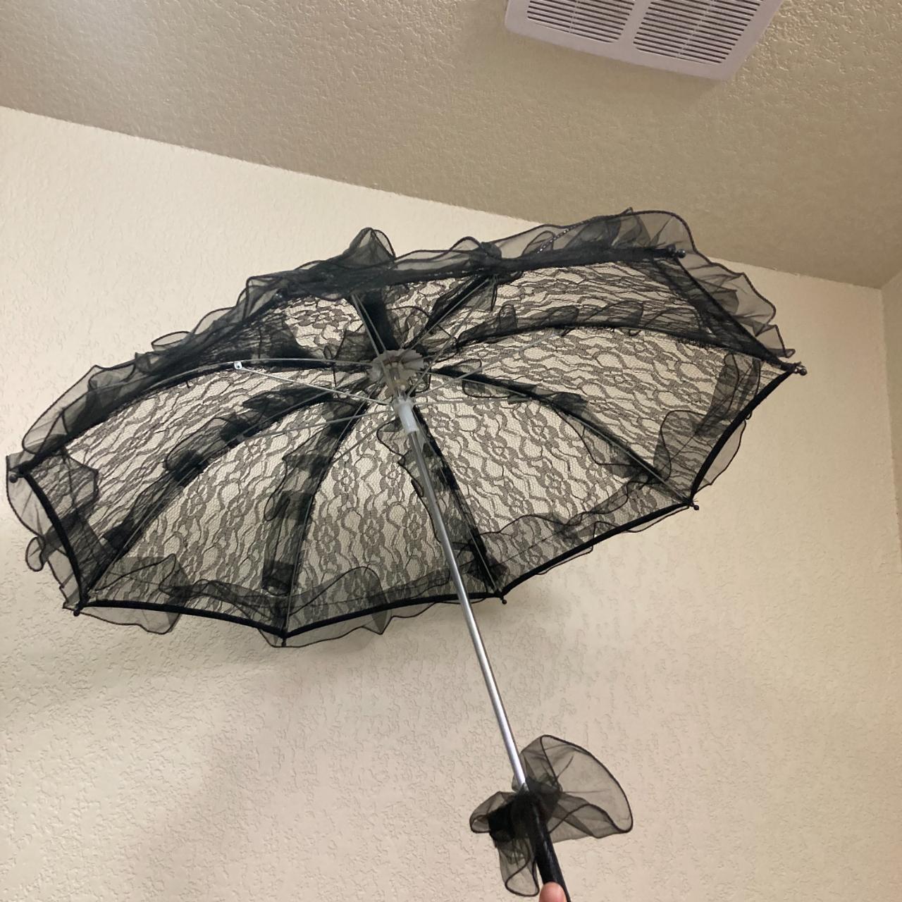 black lacy gothic parasol super cute for gothic... - Depop
