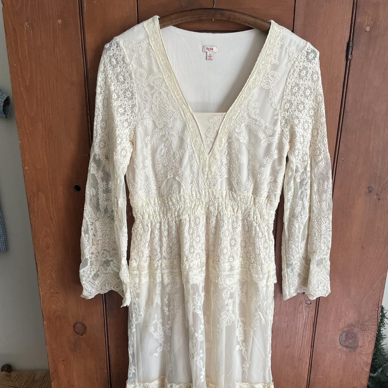 Vintage inspired Cottagecore Cream Lace Reba Boho... - Depop