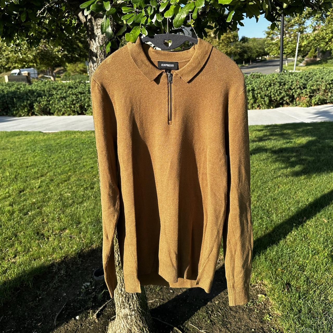 Men’s EXPRESS tan long sleeve with zip up... - Depop