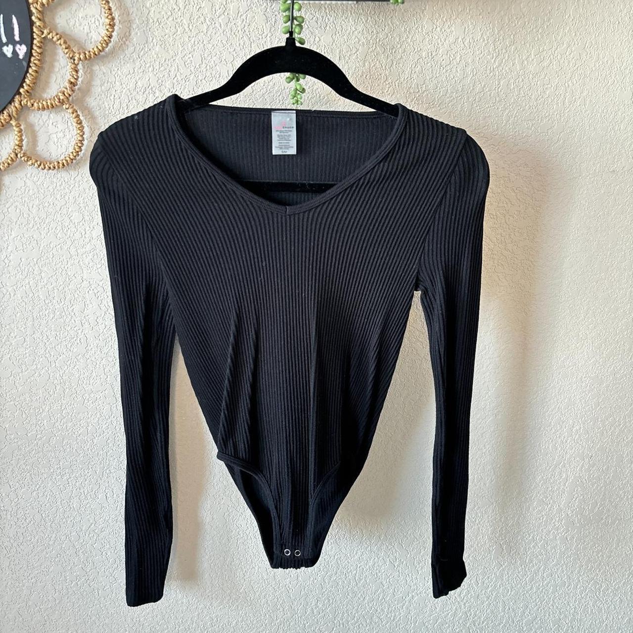 Black ribbed long sleeve bodysuit S Size S/M Perfect... - Depop