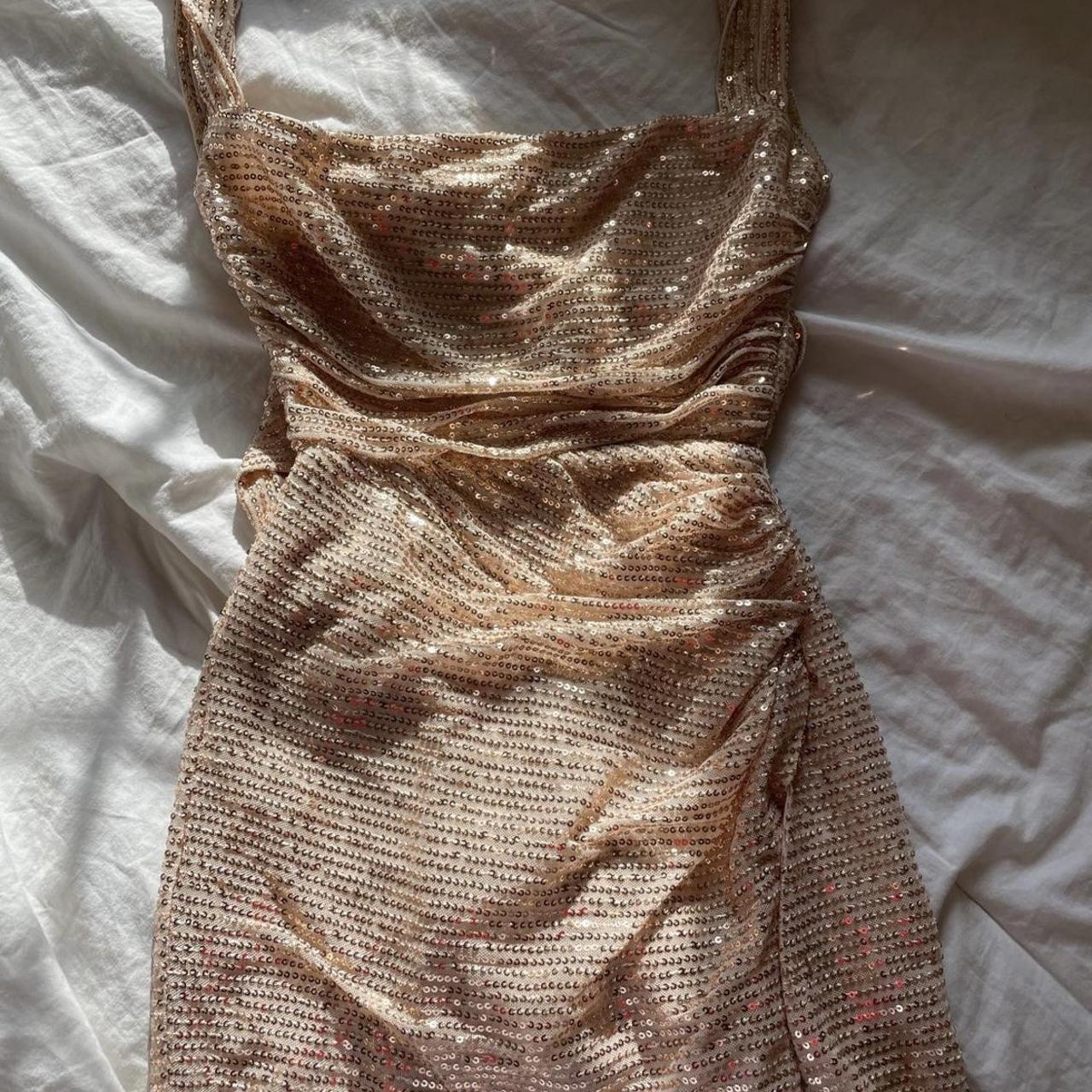 Lucy In The Sky Dress Champagne Color With Sequin Depop