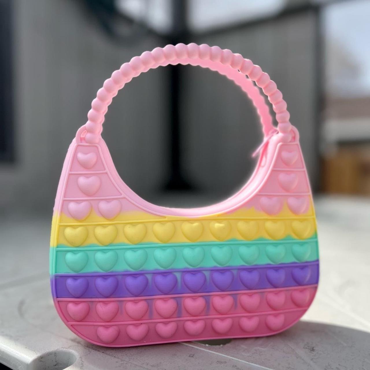 Adorable heart shaped pop it rainbow purse. Can be a... - Depop