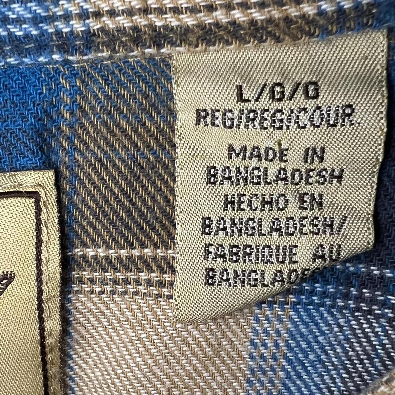 Tan and blue plaid flannel Wrangler snap up shirt.... - Depop