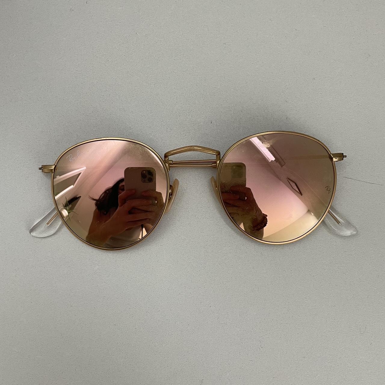 pink mirrored round lens ray bans (dont have the... - Depop
