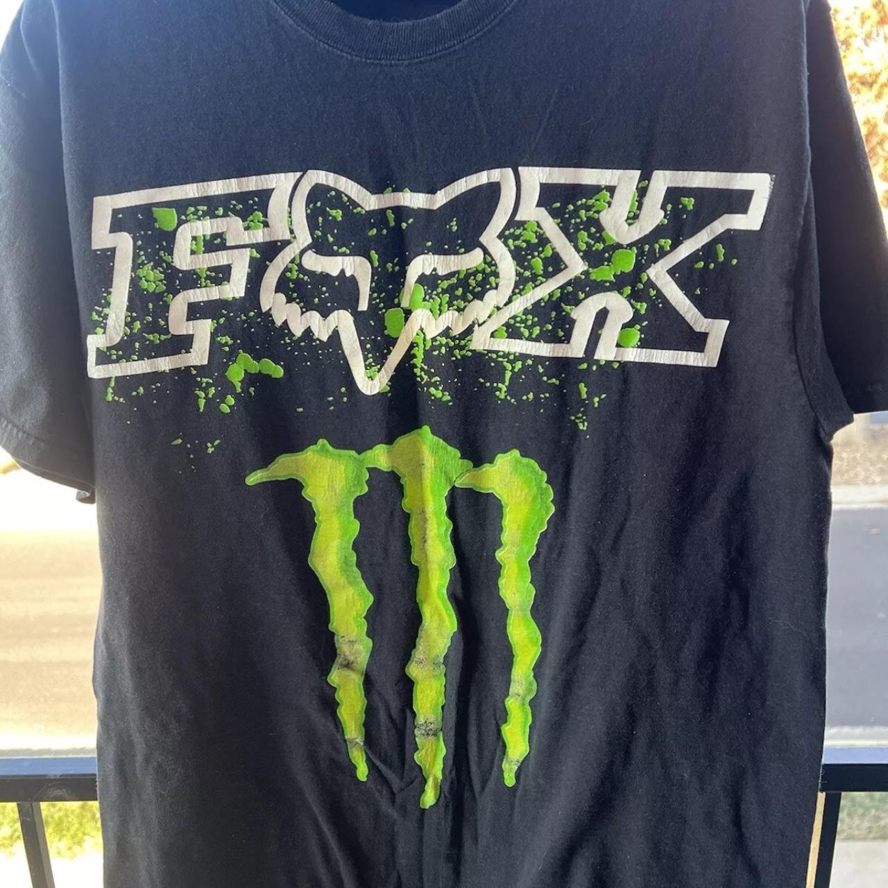 Y2K Fox Racing Monster Energy Tee Black - Depop
