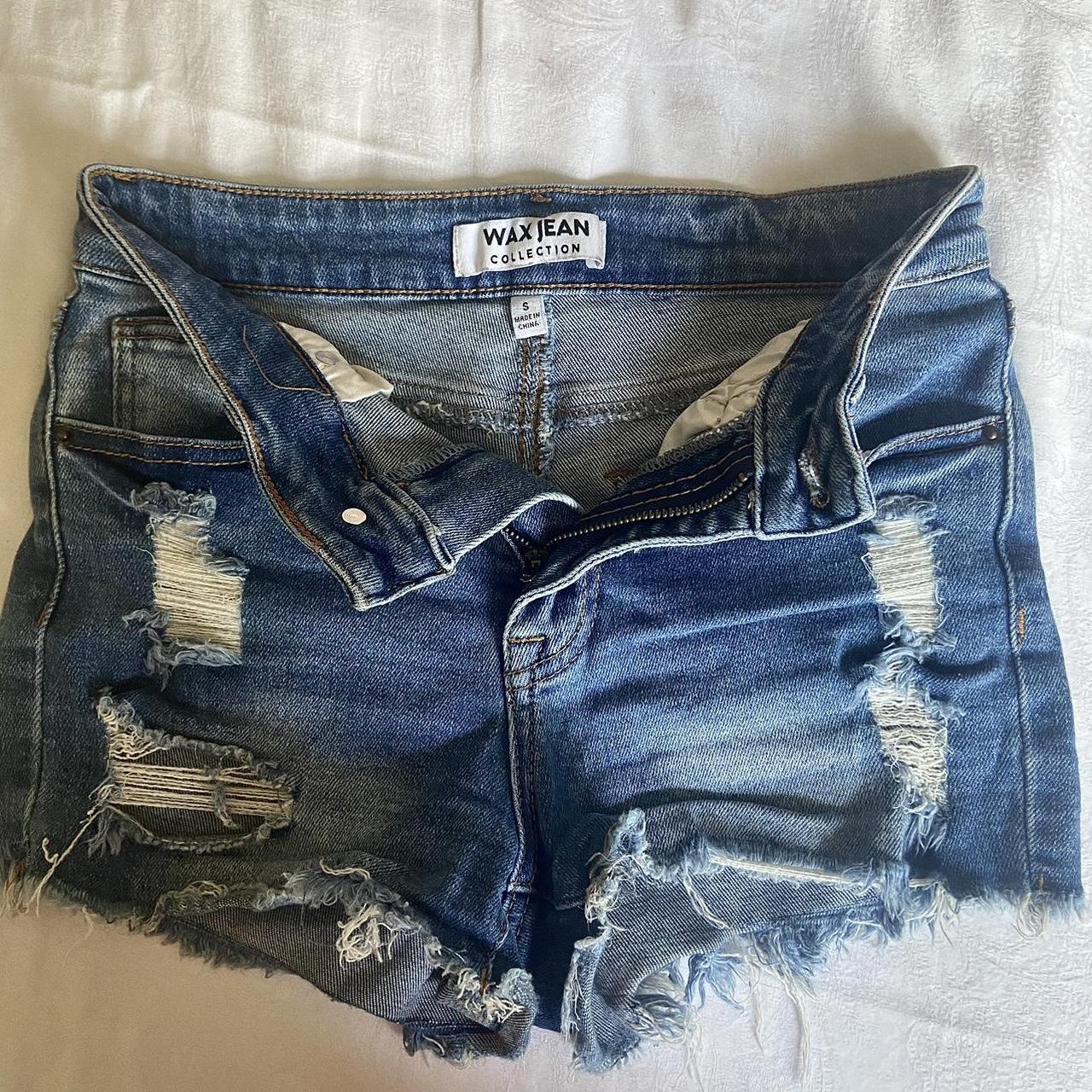 wax jean collection shorts fairly used size small - Depop