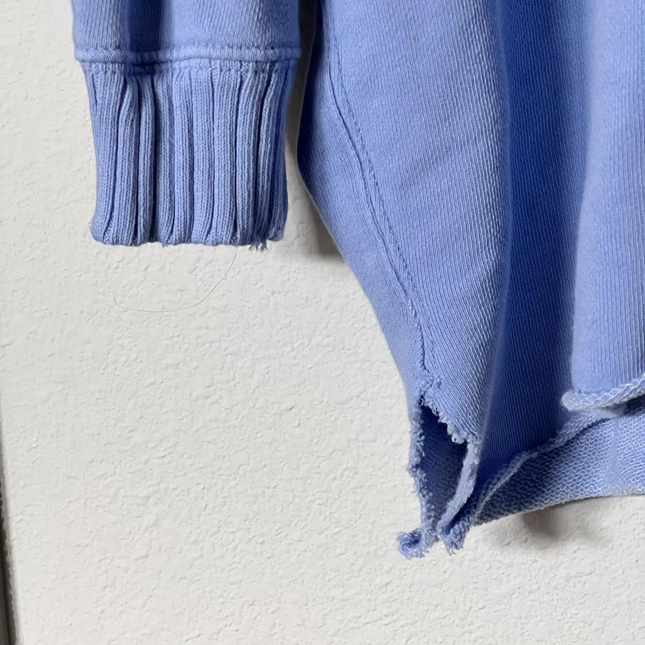 AERIE Light Blue Distressed Terry Cloth Crewneck... - Depop