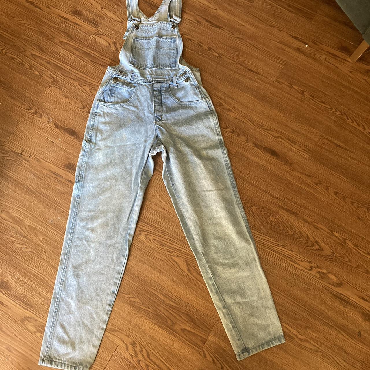 Vintage 90s faded baggy overalls bibs. Size S. 100%... - Depop