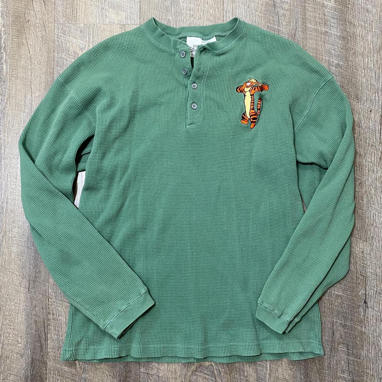 Vintage Disney Tigger Green Waffle Knit... - Depop