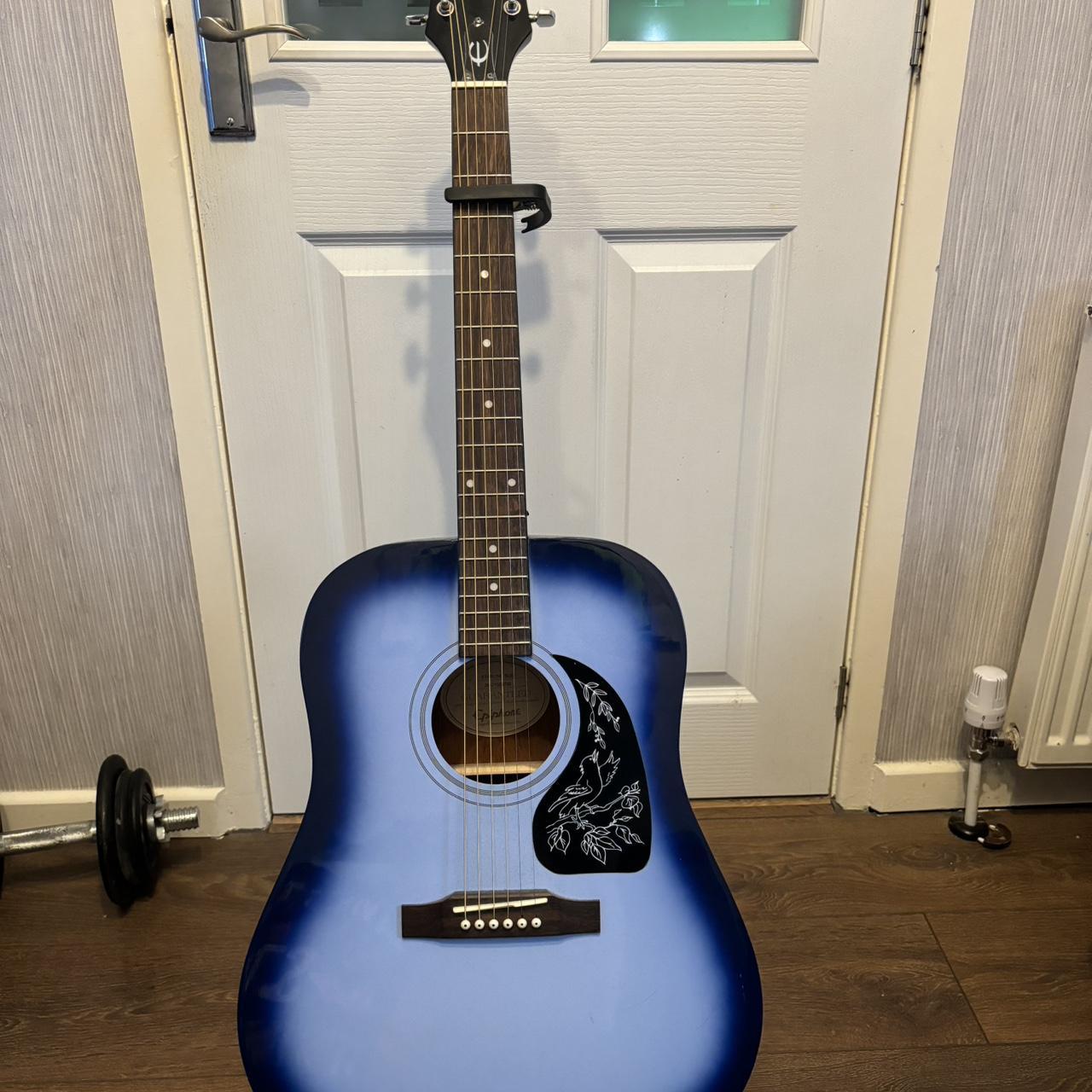 Blue Epiphone Acoustic guitar, barely used, comes... - Depop