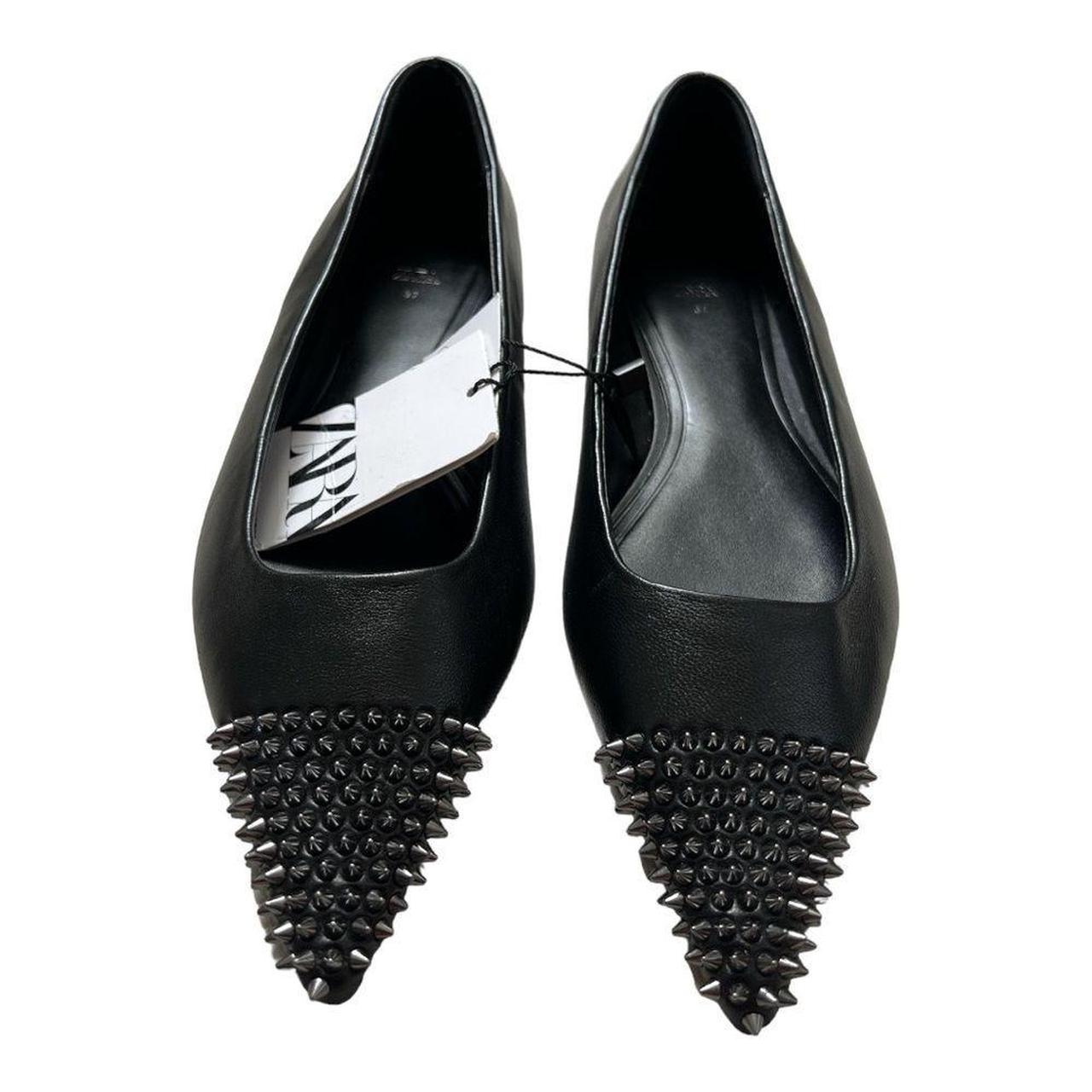 "Step into style with Zara studded leather ballet... - Depop