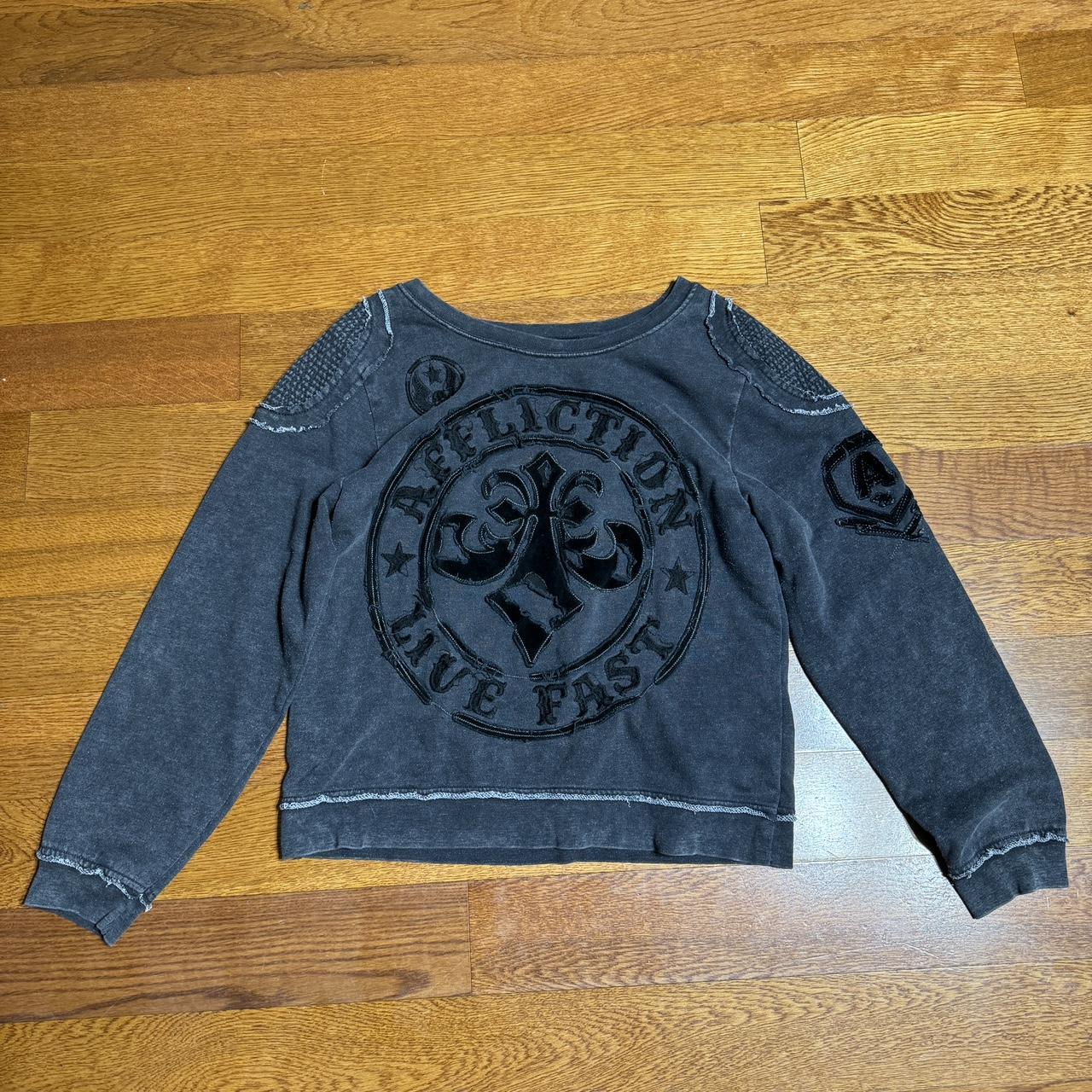 Women’s Grey Affliction Top 10/10 condition sick... - Depop