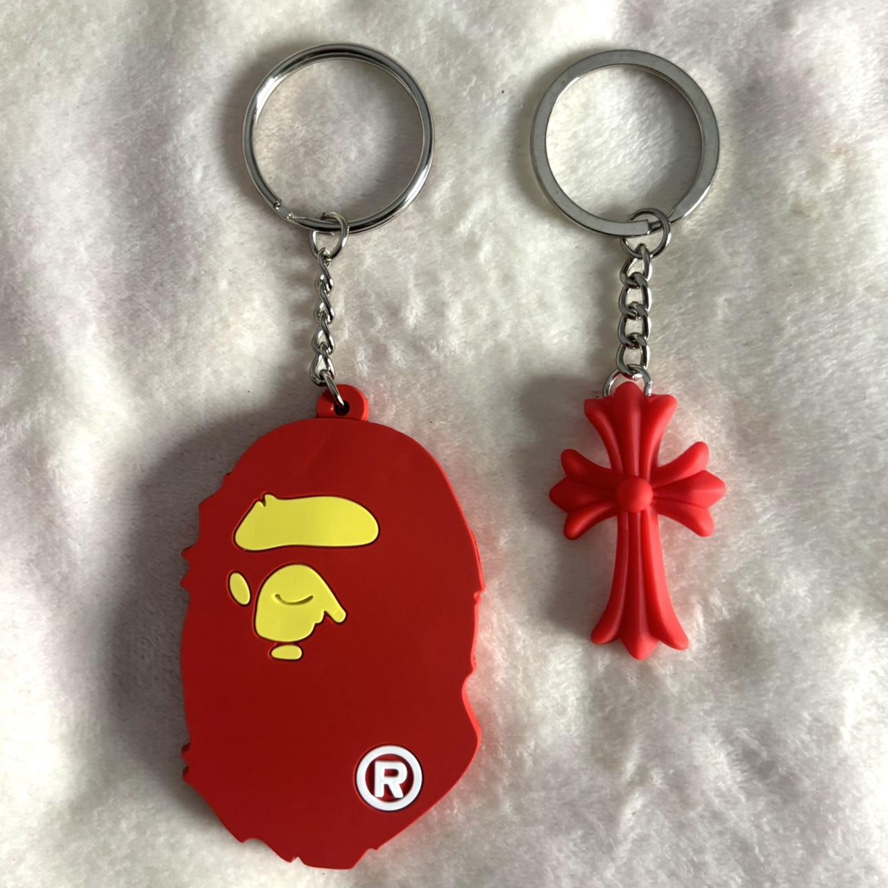 A Bathing Ape Silicone Keychain + CH Cross Keychain... - Depop