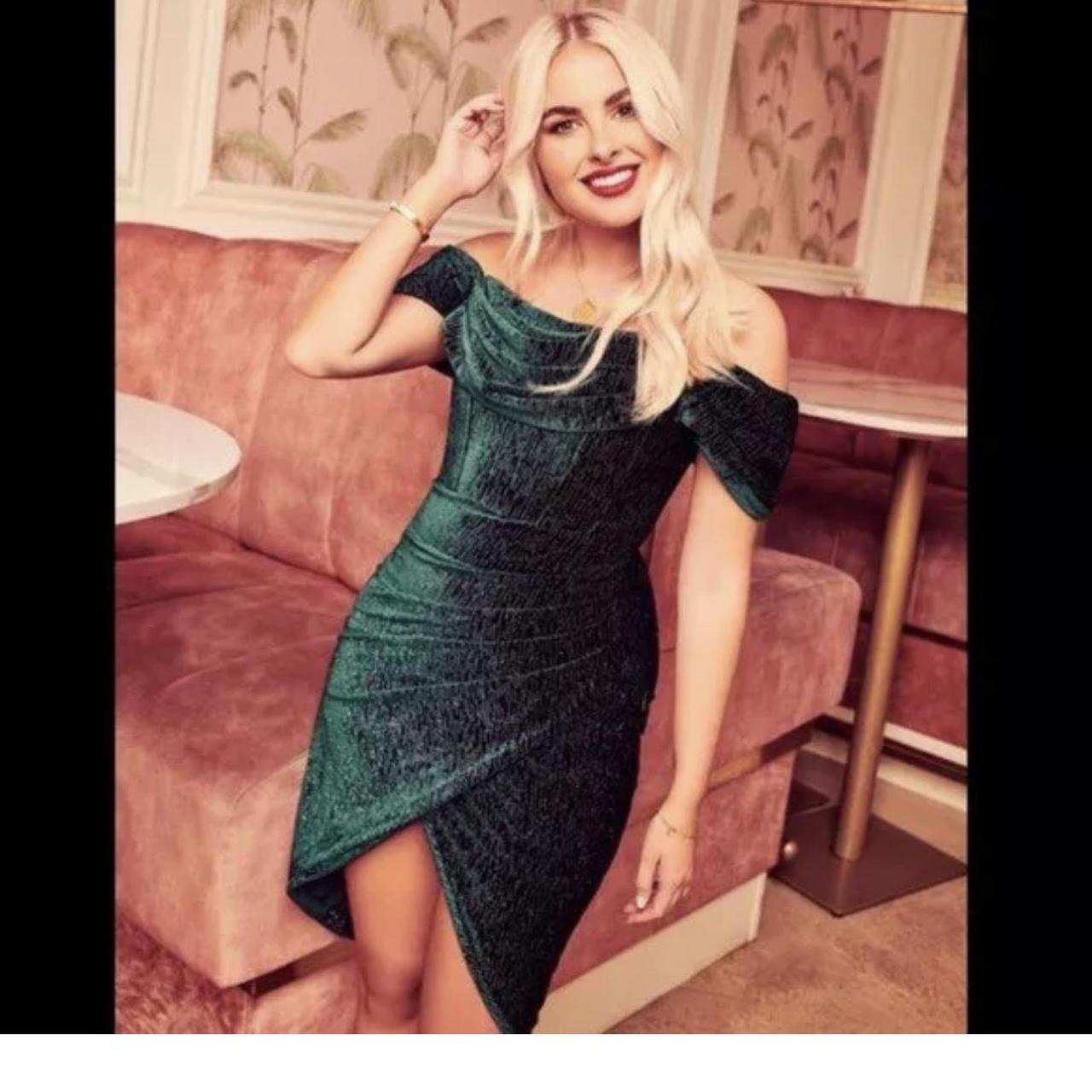 Ruby Holley Pleated Bardot Diamante Velvet Midi... - Depop