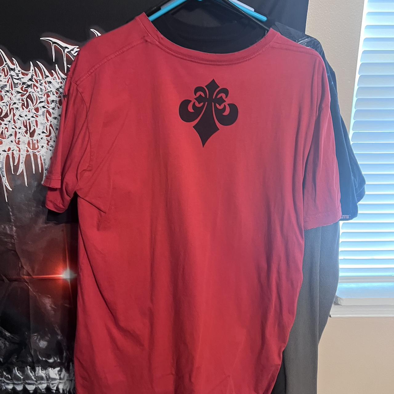 Affliction red and black crows tee cool distressing... - Depop