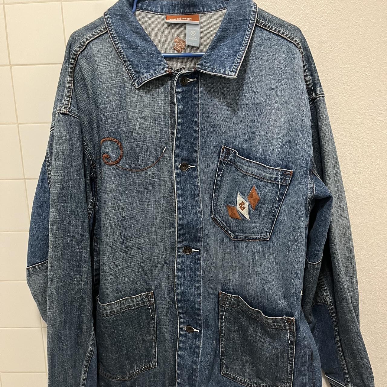 rockawear blue vintage y2k denim jean jacket size... - Depop