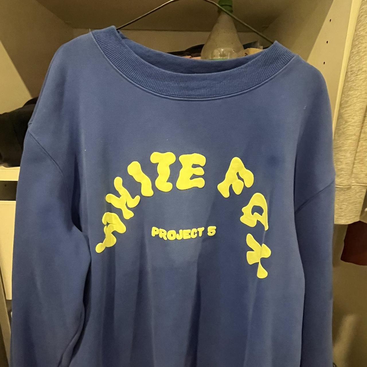 white fox crew neck!! blue and green white fox... - Depop