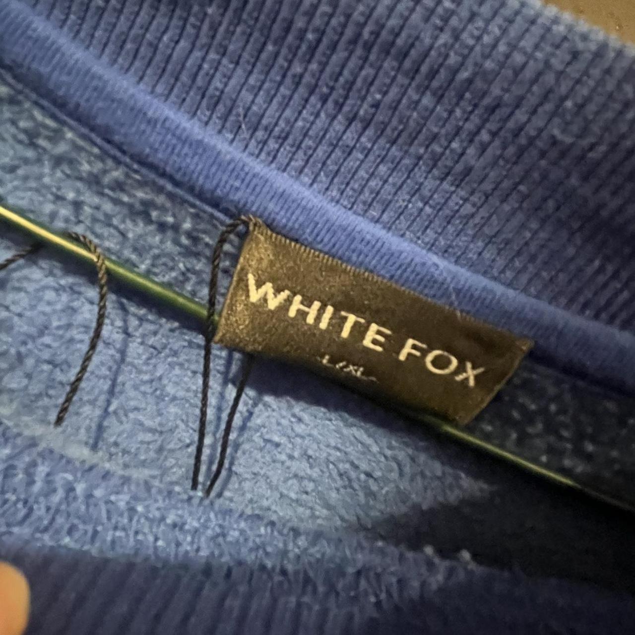 white fox crew neck!! blue and green white fox... - Depop