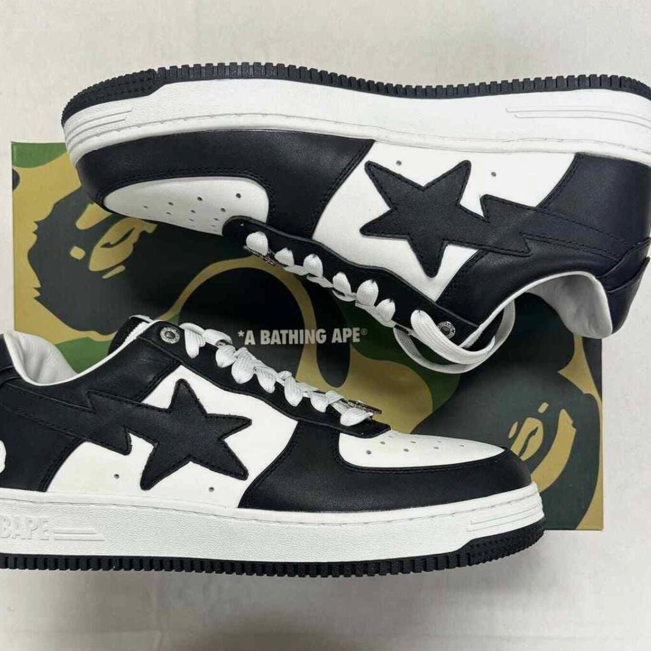 Bape Af1 Black and white Low shipping cost 5$... - Depop