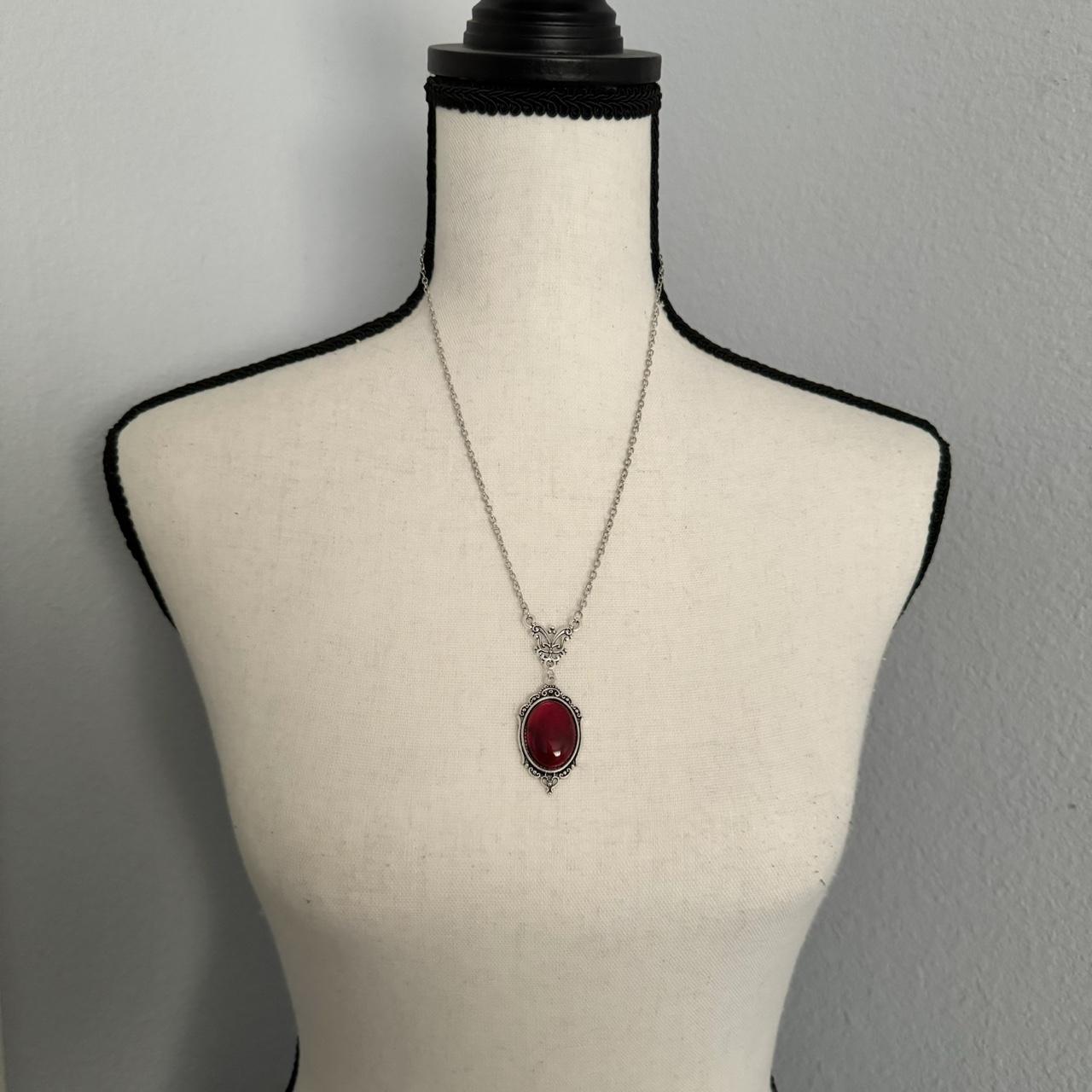 red oval stone necklace 🌹 NWOT, brand new, never... - Depop