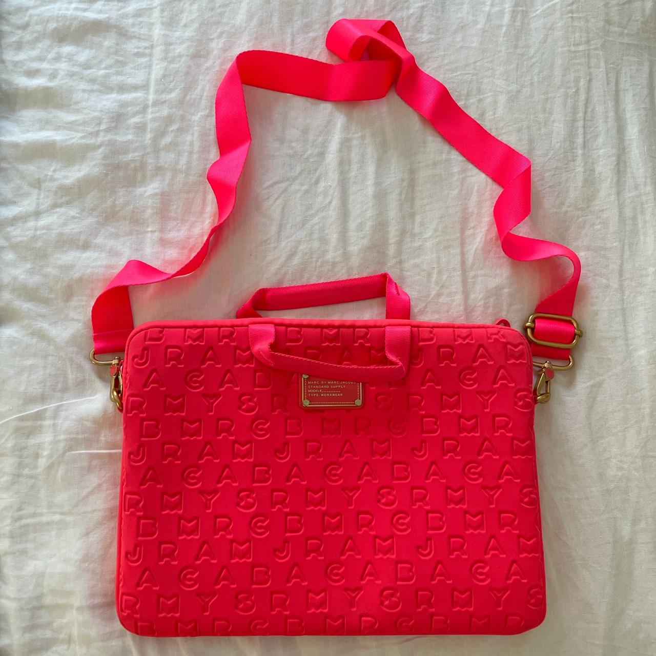 Bright pink Marc Jacobs laptop/books bag. (38cm by... - Depop