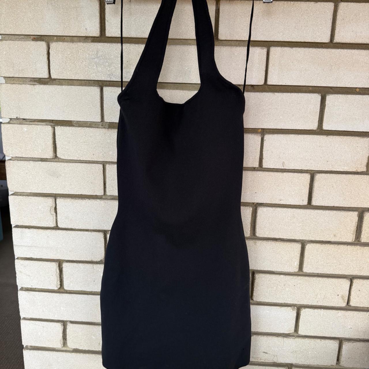 black halter neck knit glassons mini dress - cool... | Depop